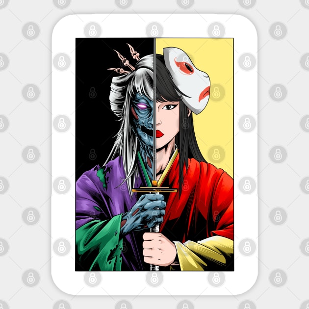DEATH LADY KIMONO - Geisha Girl - Sticker | TeePublic