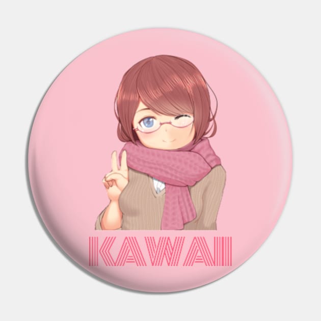 Kawaii Girl Kawaii Pin Teepublic