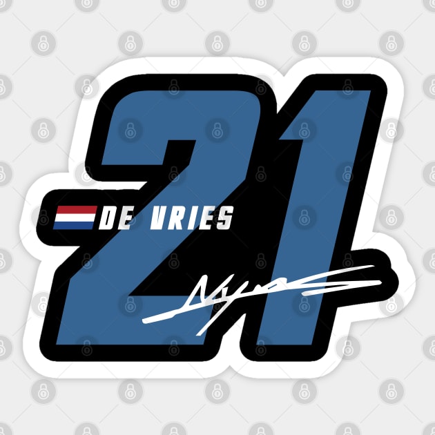 Nyck de Vries 21 Signature Number - De Vries - Sticker | TeePublic