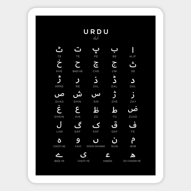 Urdu Alphabet Chart, Language Learning Chart, Black - Urdu - Magnet ...