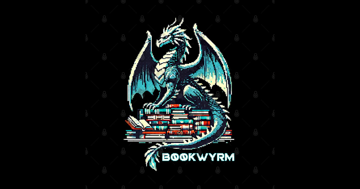Retro Pixel Art Book Wyrm – Dragon Guardian of Books for Fantasy Lovers ...