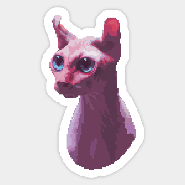 purple sphynx cat head pixel art - Sphynx Cat - Sticker | TeePublic