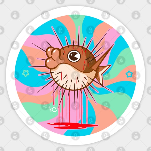 trippy drippy - Cute dark animal puffer fish - Puffer Fish - Sticker ...