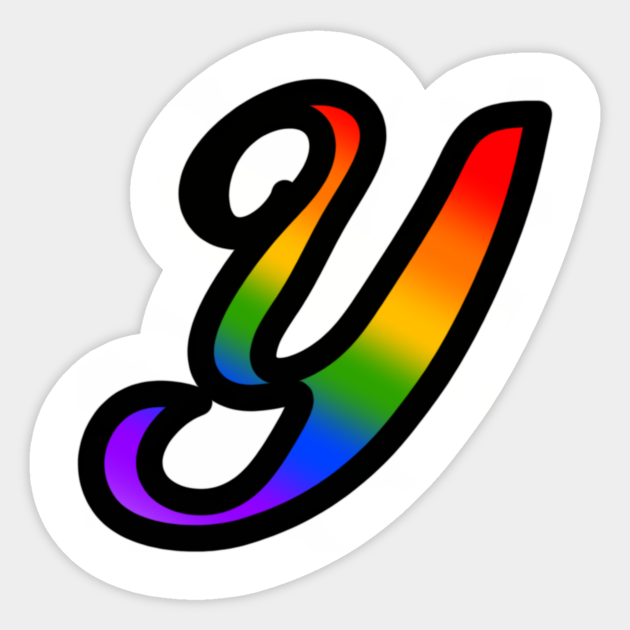 Rainbow Cursive Letter Y - Monogram - Sticker | TeePublic