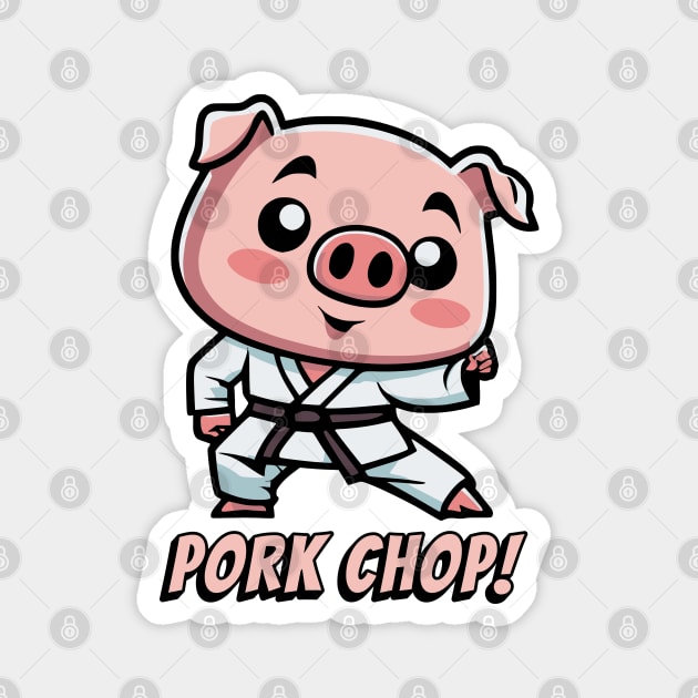 Pork Chop! Funny Karate Pig Cartoon - Pork Chop - Magnet | TeePublic