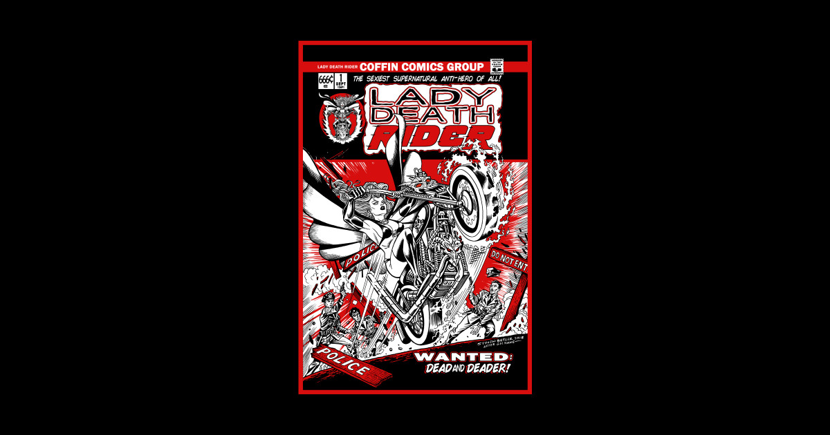 Lady Death Rider - Retro Comic - Sticker | TeePublic
