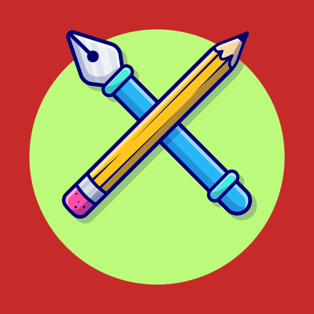 Pen Tool And Pencil Cartoon Vector Icon Illustration - Pen - T-Shirt ...