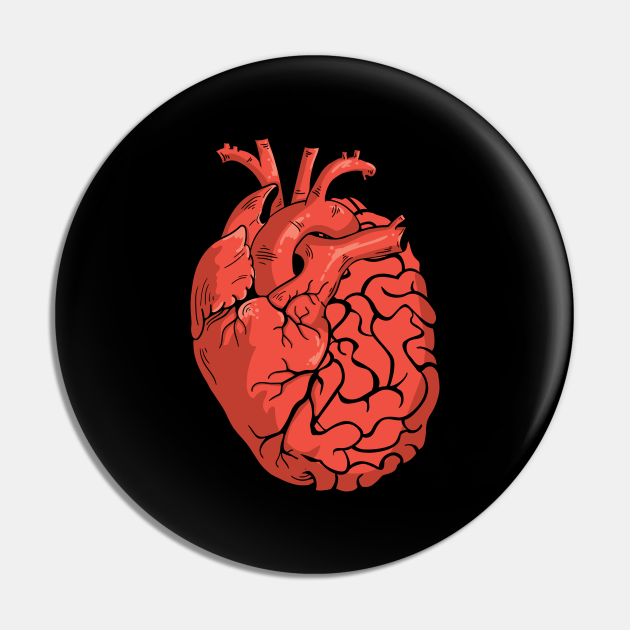 Half Brain Half Heart Organ Anatomy Science - Brain - Pin | TeePublic