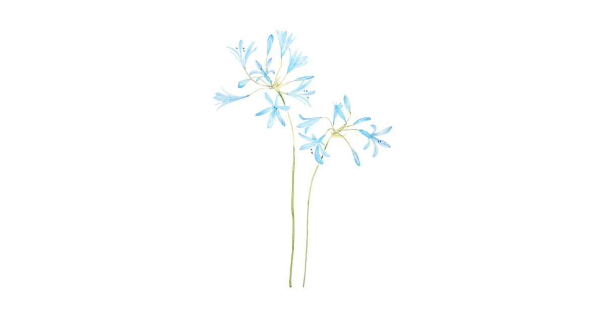 blue African lily watercolor - Flowers Blooming - T-Shirt | TeePublic
