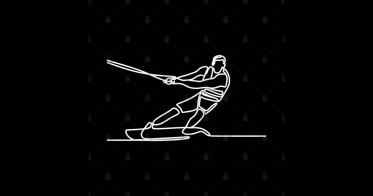 Wakeboarding Line Drawing - Wakeboarding - Sticker | TeePublic