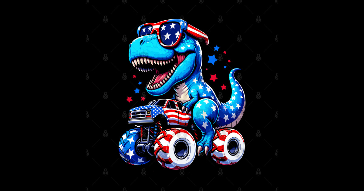 Funny T-Rex Riding Monster Truck - T Rex - Sticker | TeePublic
