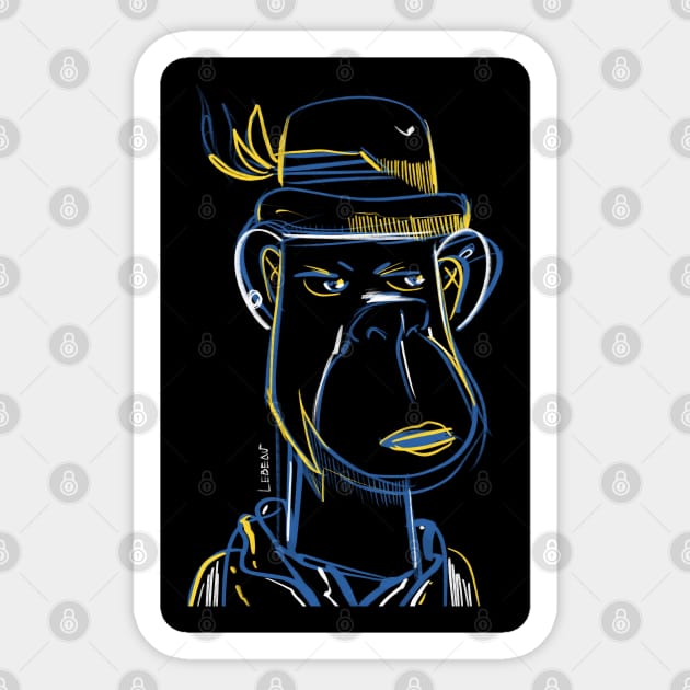 and ape bored and boring ecopop fancy dandy art - Ape - Sticker | TeePublic