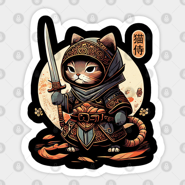 Samurai Cat Tattoo, Kawaii Ninja Cat - Japanese Samurai Warrior ...