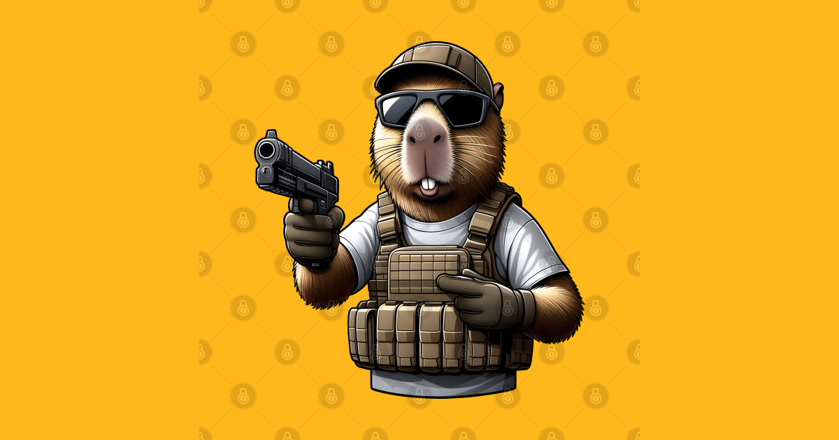 tactical capybara - Capybara - T-Shirt | TeePublic