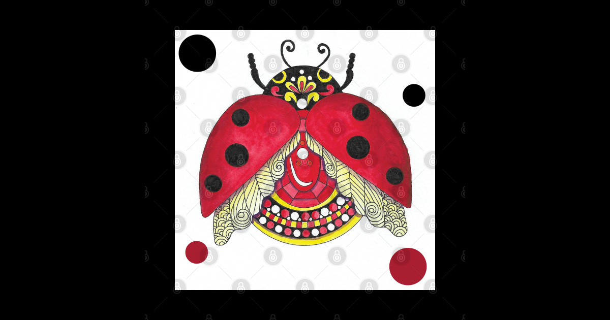 Lucky Ladybug Gemstone Watercolor art - Ladybug Watercolor - Sticker ...