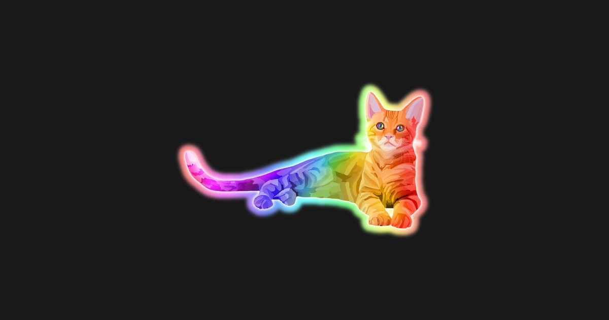 Neon Rainbow Glowing Kitten - Rainbow Cats - T-Shirt | TeePublic