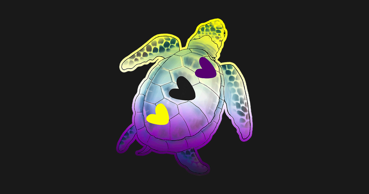 Turtle Pet Non Binary Flag LGBT Trans Funny Nonbinary Enby Pride ...