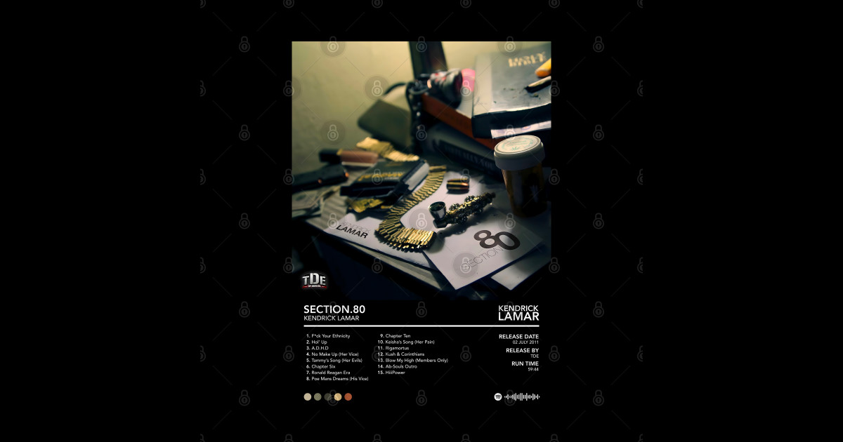 Section 80 | Album Cover - Kendrick Lamar - Sticker | TeePublic