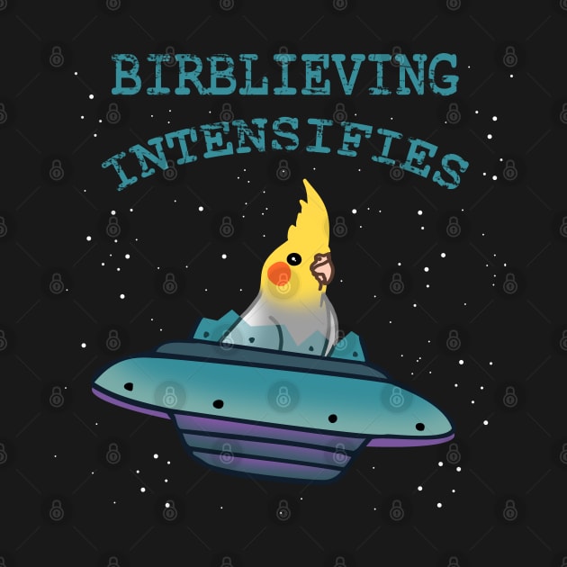birblieving intensifies - ufo birb - Birb Memes - T-Shirt | TeePublic
