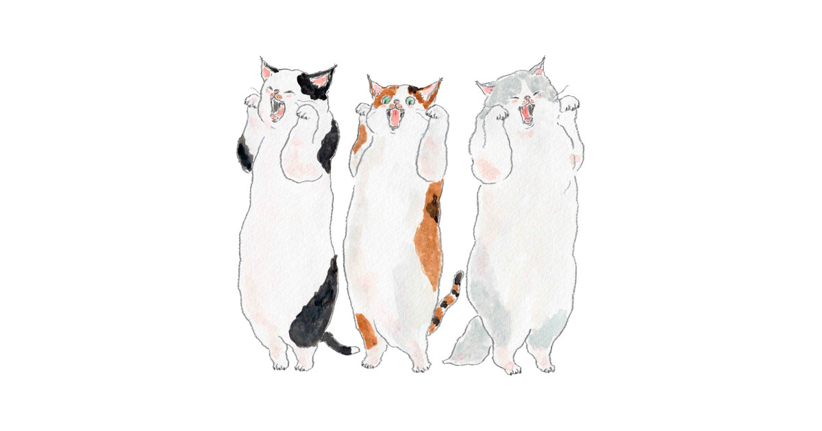 Akubi Nyanco - Yawning Cats - T-Shirt | TeePublic