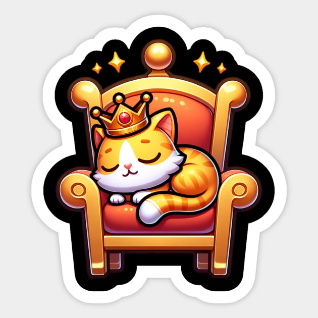 Cute King Cat - Cute Cat - Sticker | TeePublic
