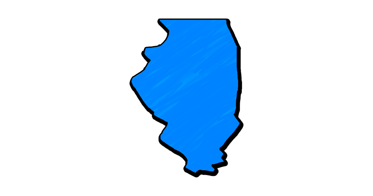 Bright Blue Illinois Outline - Bright Blue Illinois Outline - T-Shirt ...
