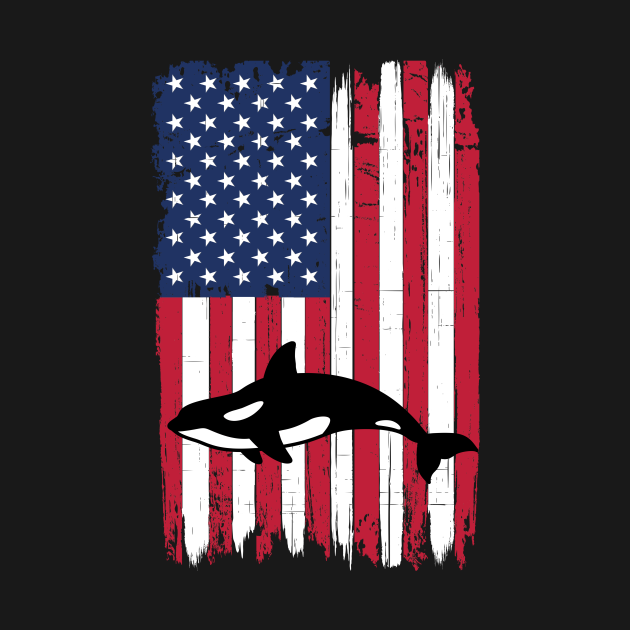 Orca Whale Silhouette American Flag USA Patriotic - Orca Whale - T ...
