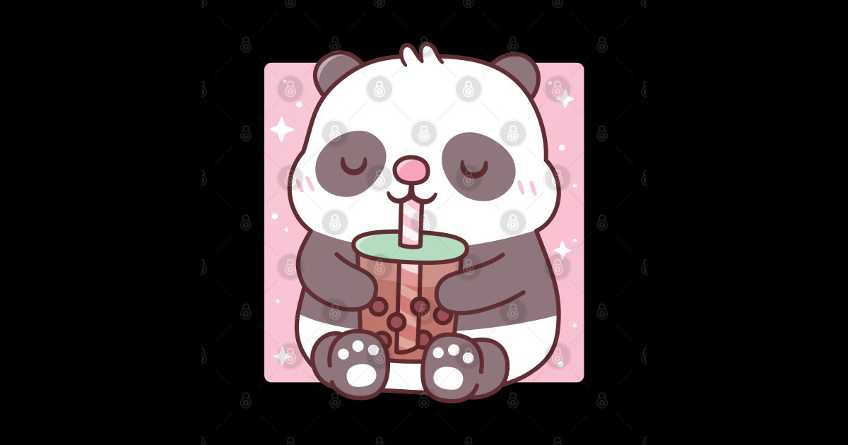 Cute Little Panda Drinking Bubble Tea - Cute Panda - Posters and Art ...