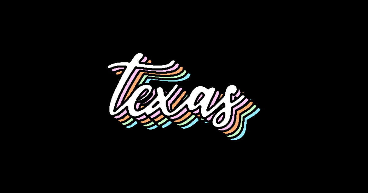 Texas Cursive Rainbow Design - Texas - Sticker | TeePublic