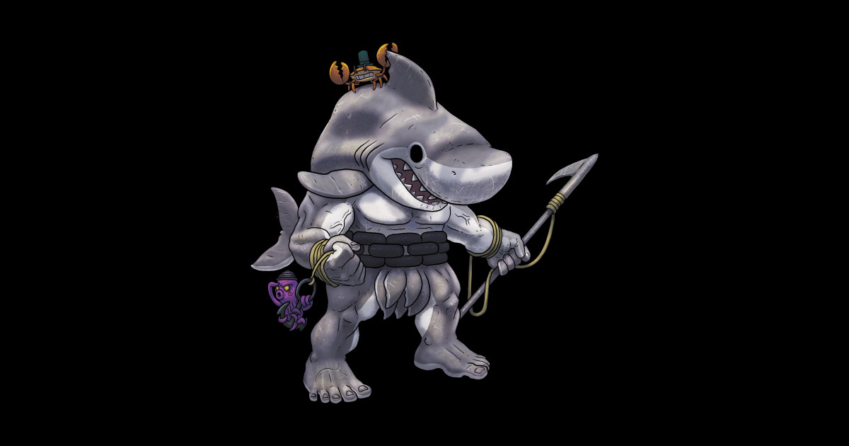 Barbarian Shark the mutant shark man. - Sharks - Sticker | TeePublic