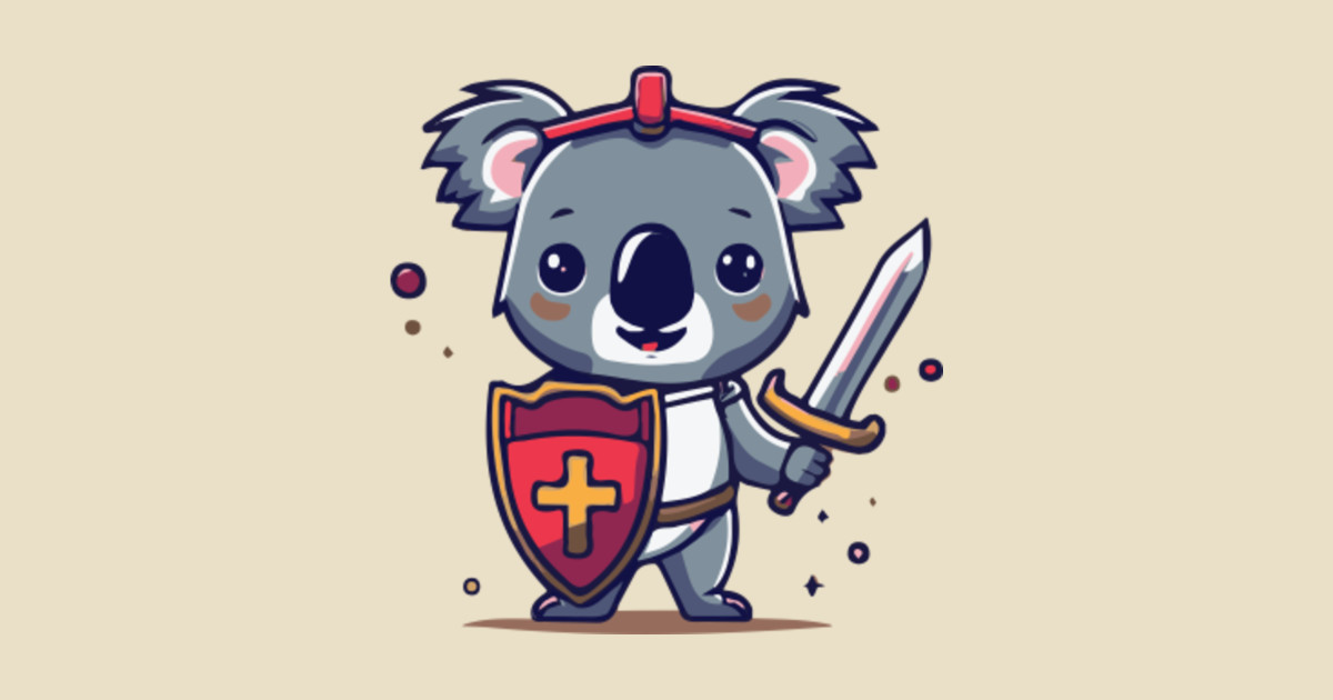 Baby Koala with Knight's Shield and Sword - Tiny Hero - Koala - T-Shirt ...