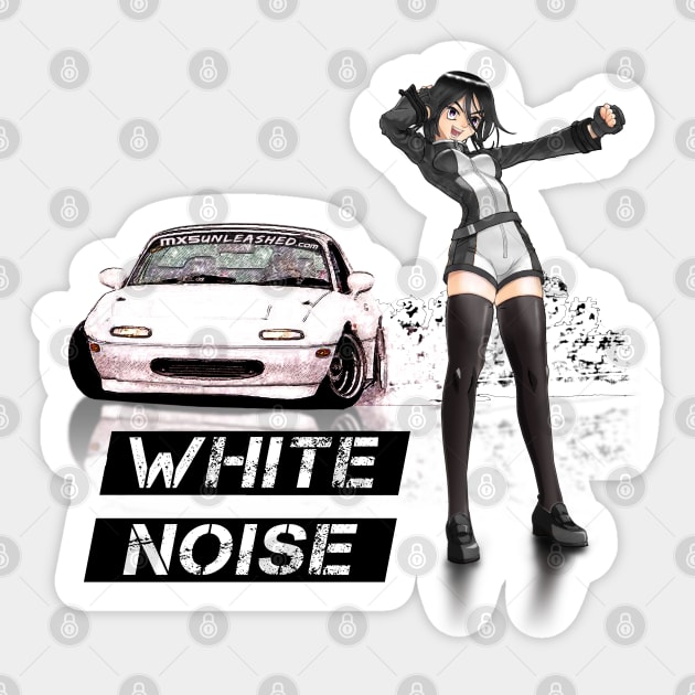 White Miata MX-5 with anime girl - Miata - Sticker | TeePublic