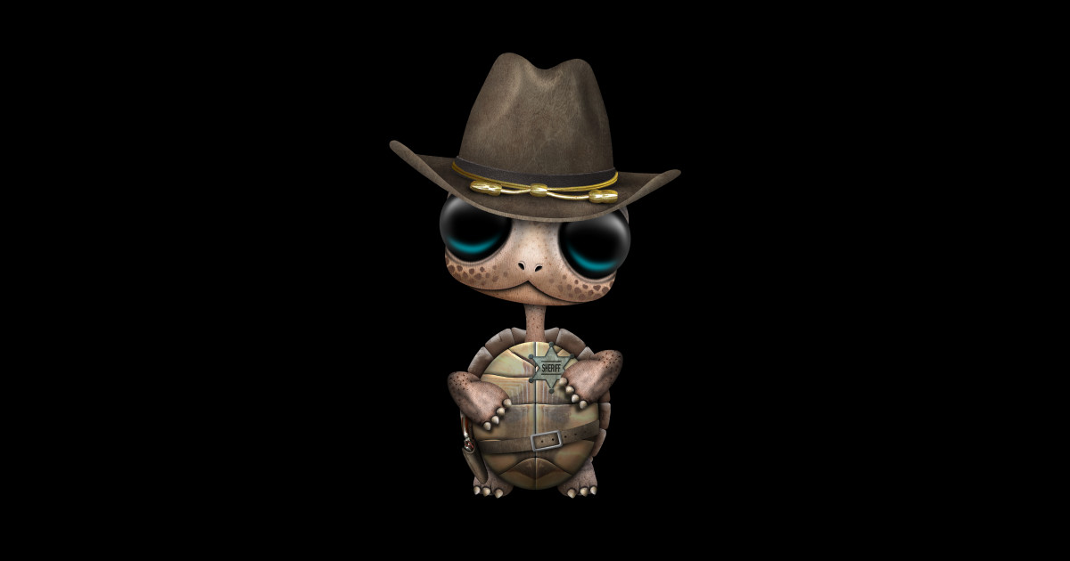 Cute Baby Turtle Sheriff - Sheriff - Sticker | TeePublic