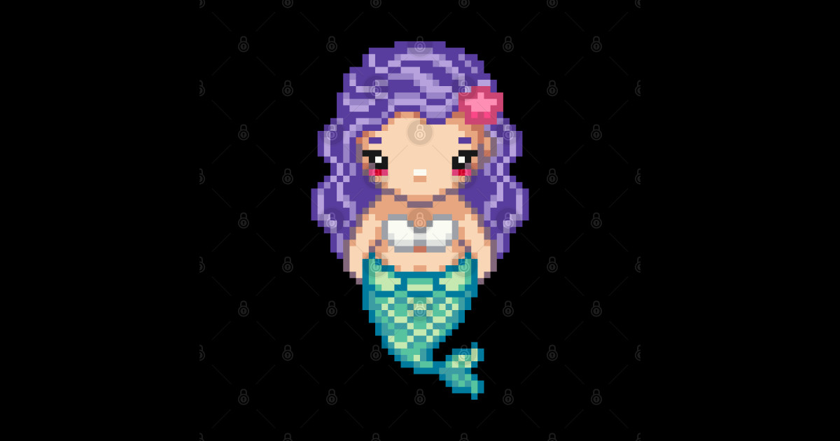 Aqua Pixel Mermaid - Mermaid - Sticker | TeePublic