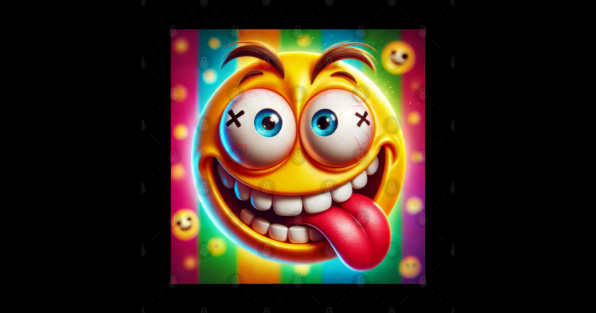 Crazy Funny Emoji Face – Wacky Smiley Expression Art - Funny Emoji Face ...