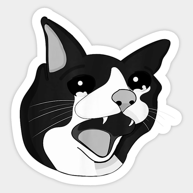 Funny Crying cat Meme, sad cat - Crying Cat Meme - Sticker | TeePublic
