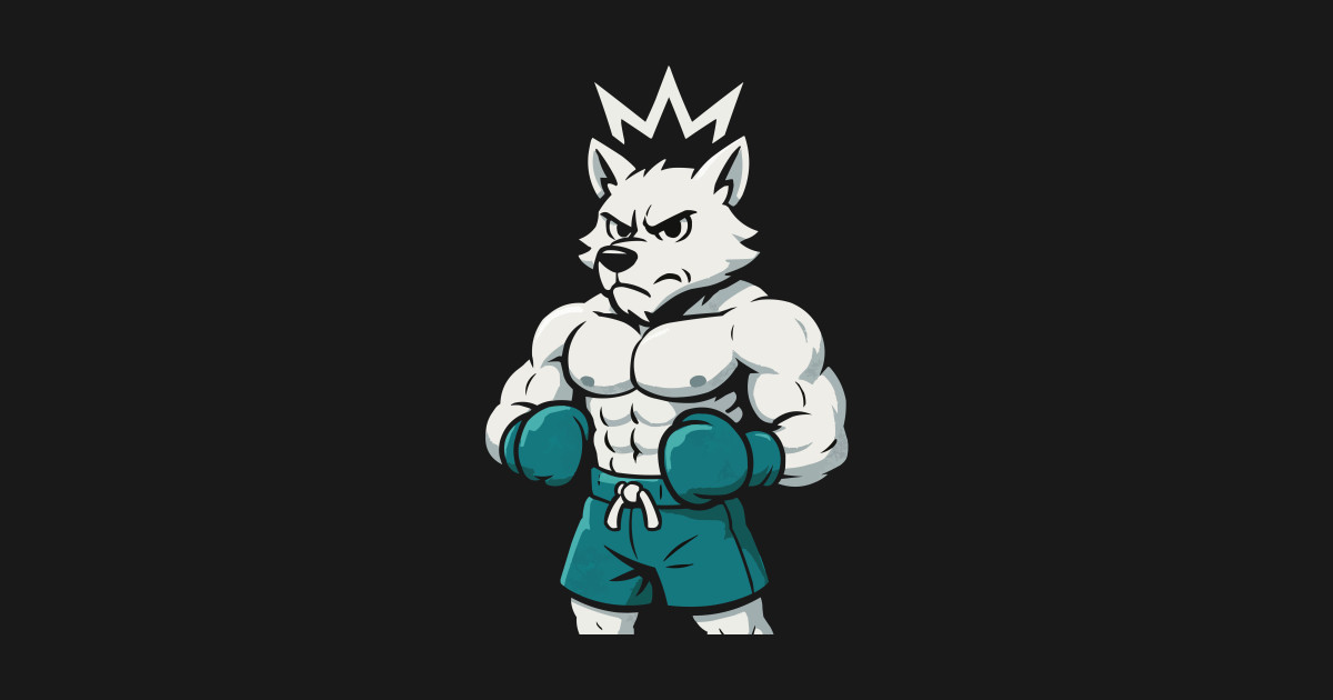 Strong Cartoon Boxer wolf with Fists and Fierce Expression - Strong ...