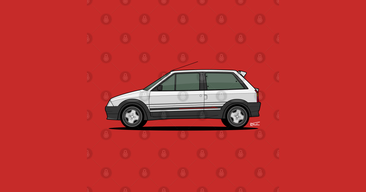 AX GTi side profile drawing - Cars - T-Shirt | TeePublic