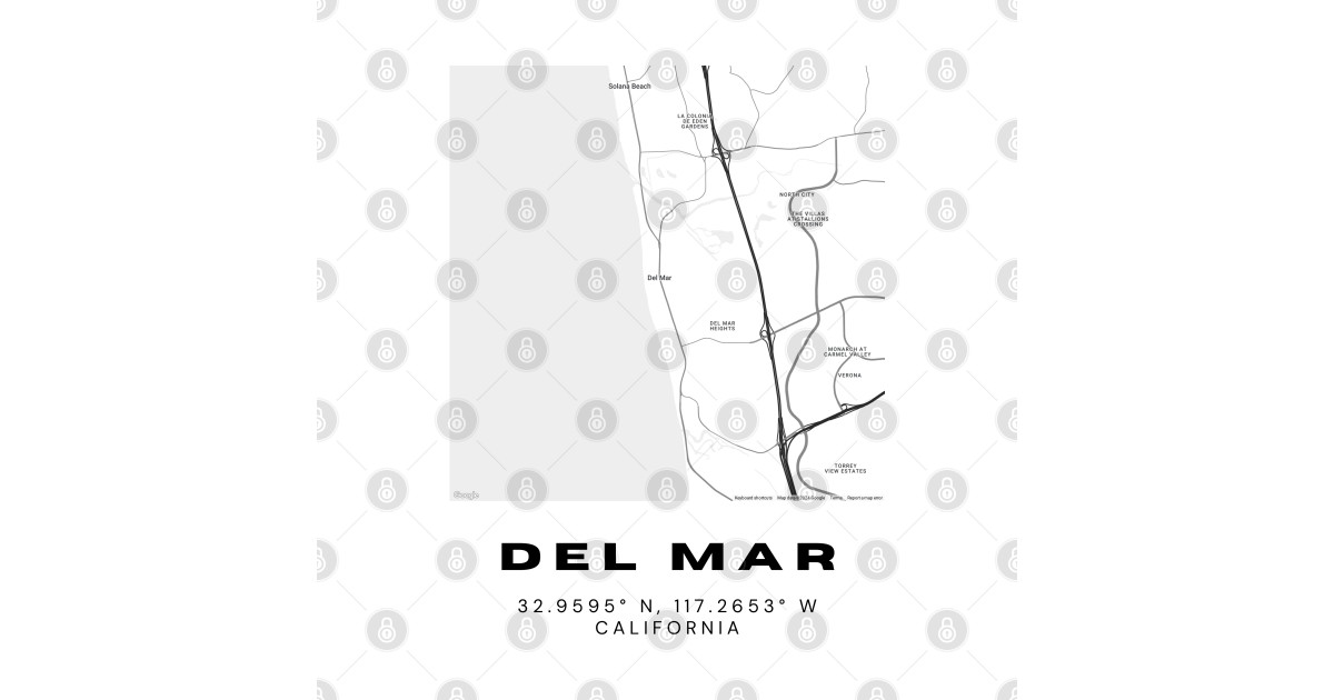 Minimalist Del Mar Map Art - California City Coordinates Design - Del ...