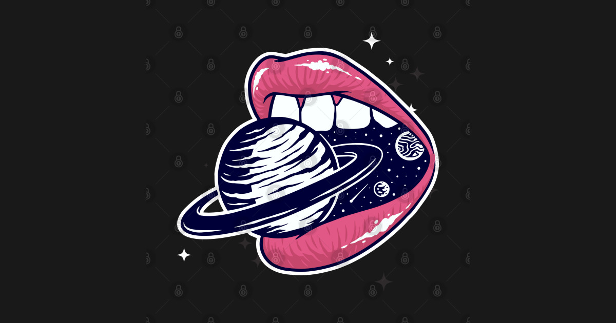 SEXY LIPS EATING PLANETS space universe alien art - Sexy Lips Eating ...