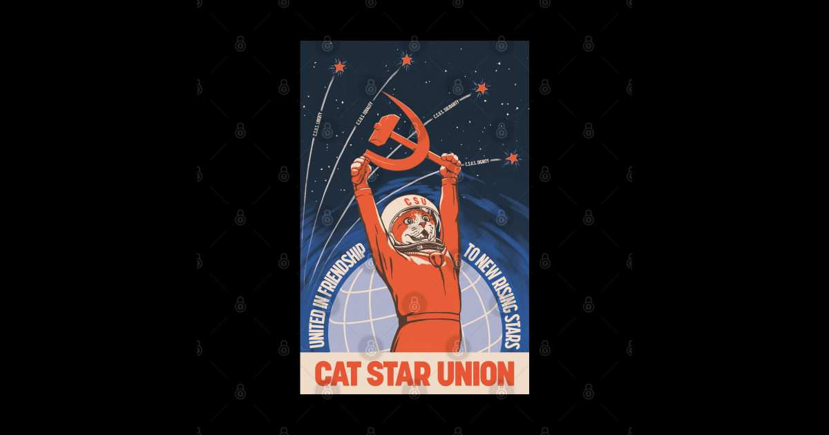 Soviet Cat Poster - Cat Star Union - Cat - Sticker | TeePublic