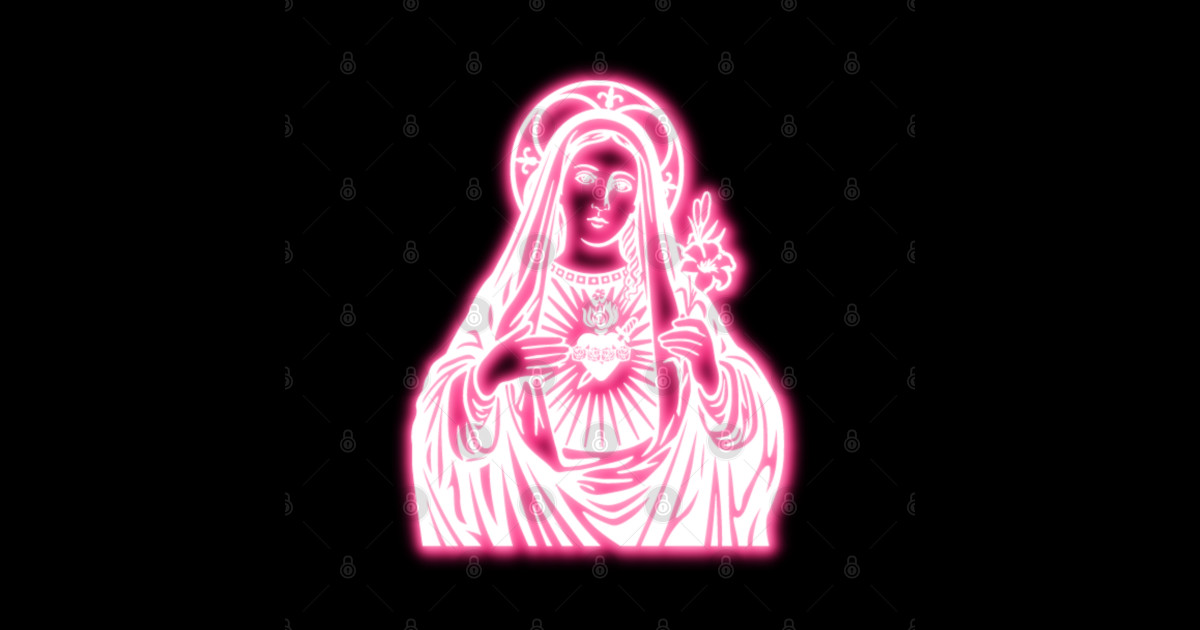 Pink Neon Virgin Mary - Virgin Mary - Sticker | TeePublic
