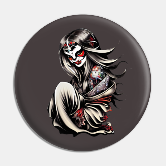 Kuchisake Onna Japanese Yokai Design Yokai Pin Teepublic