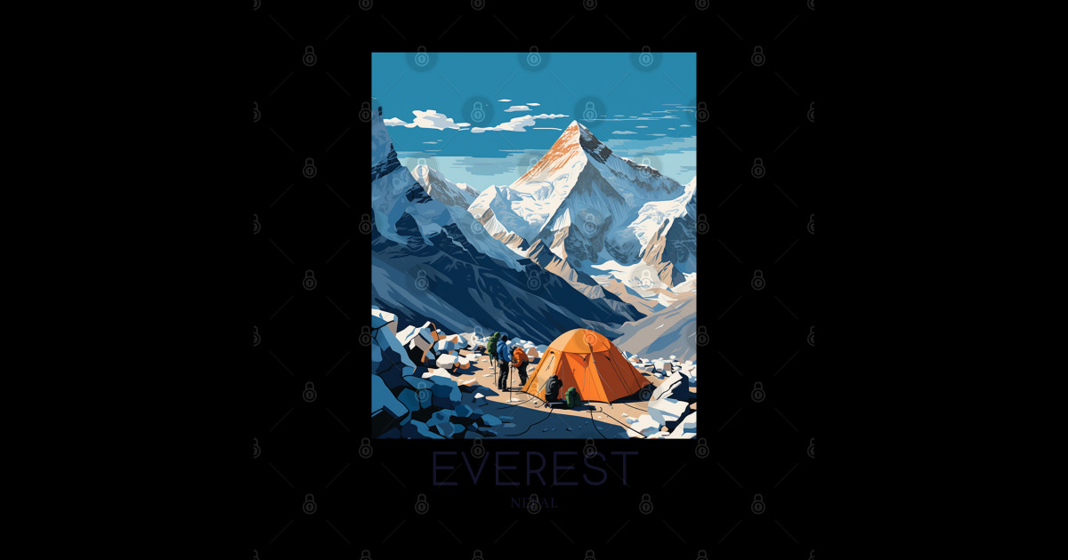 A Pop Art Travel Print of Mount Everest - Nepal - Everest - Posters and ...