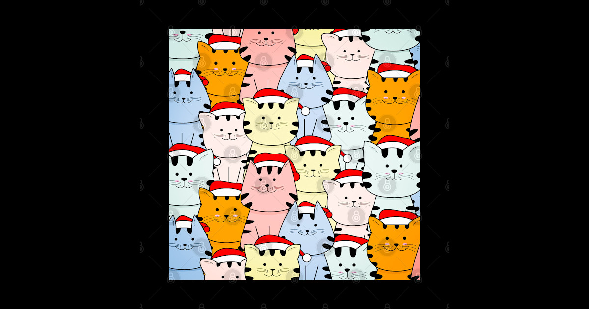 Cute Cat Christmas Pattern - Christmas - Posters and Art Prints | TeePublic