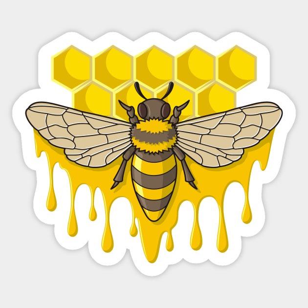 Bee on Hive with Honey Drops - Honey - Sticker | TeePublic