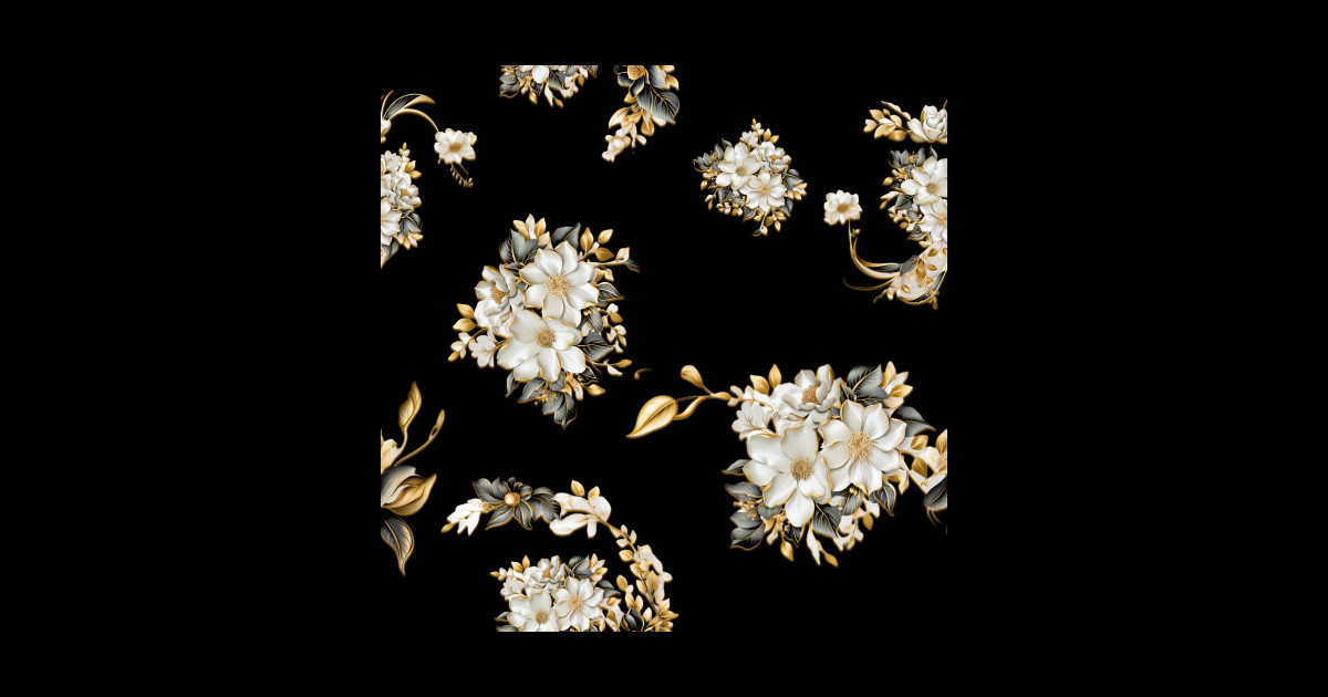 Golden Flower pattern - Flower Pattern - Sticker | TeePublic