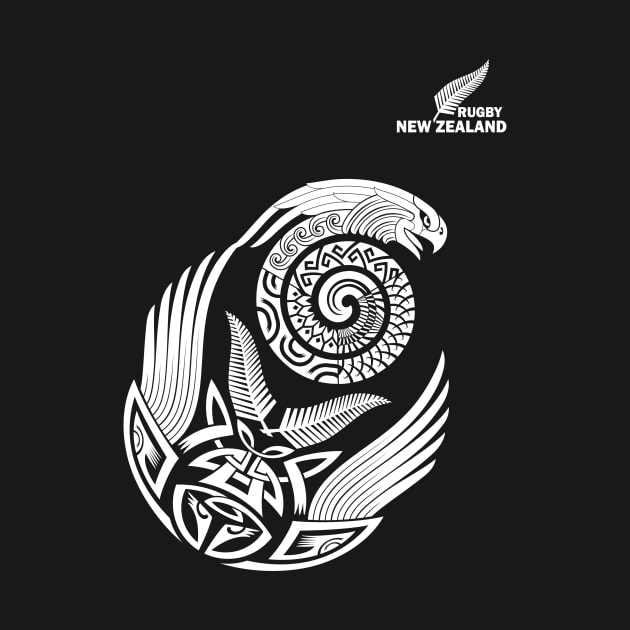 All Blacks Rugby New Zealand Maori Tattoo Bird - Rugby - T-Shirt ...