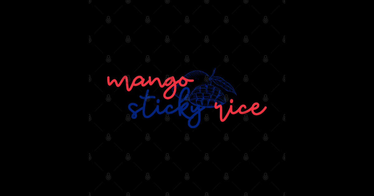mango sticky rice - Thai blue and red - Flag color - with sketch ...