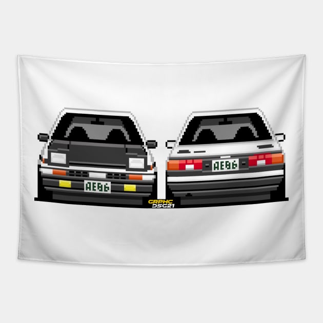 Toyota Sprinter AE86 Hachiroku Initial-D Pixel - Ae86 - Tapestry | TeePublic